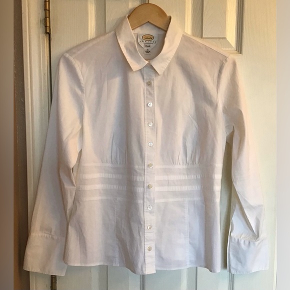 Talbots | Tops | Vintage Talbots Top Womens 6 White Button Up Stretch ...